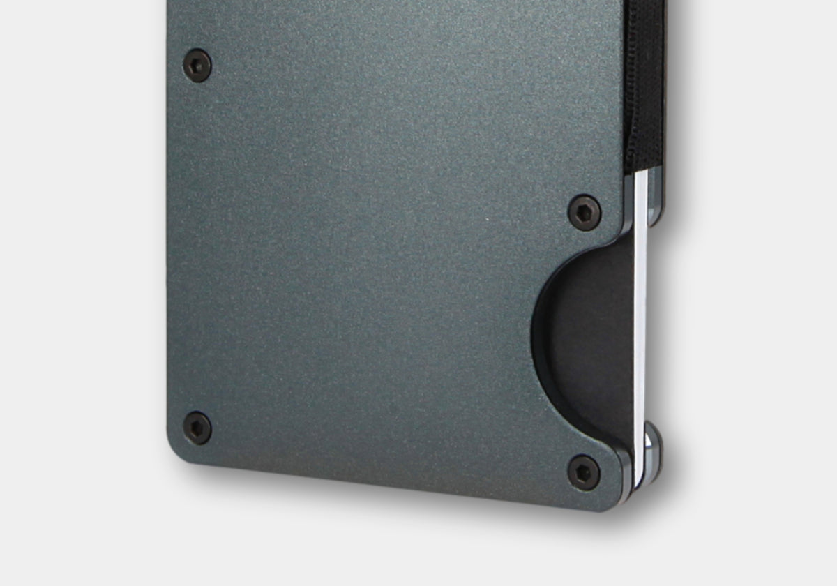 James Dixon Slim RFID Wallet, Grey, Aluminium, Cash Strap