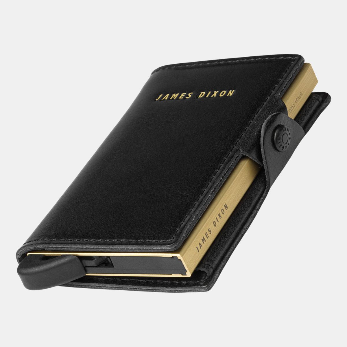 James Dixon Slim RFID Wallet, Black/Gold, Classic, Coin Pocket, Snap