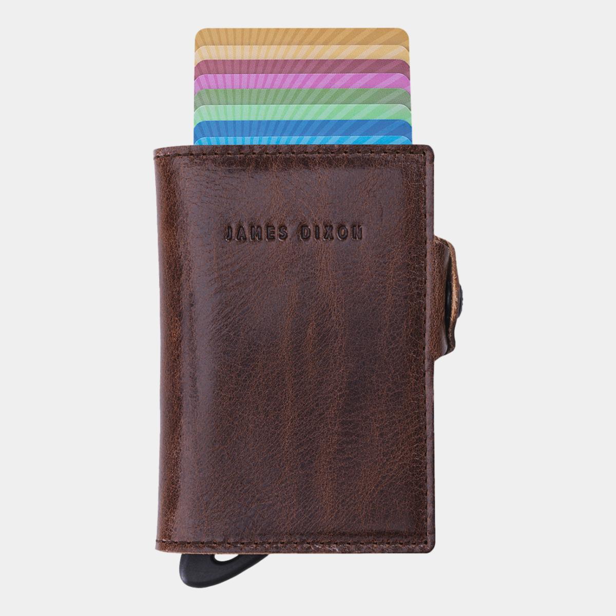 James Dixon Slim RFID Wallet, Dark Brown, Classic, Coin Pocket, Snap