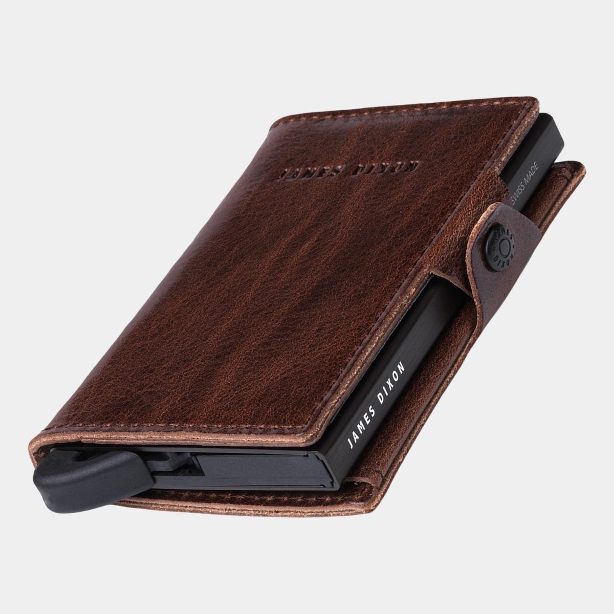 James Dixon Slim RFID Wallet, Dark Brown, Classic, Coin Pocket, Snap