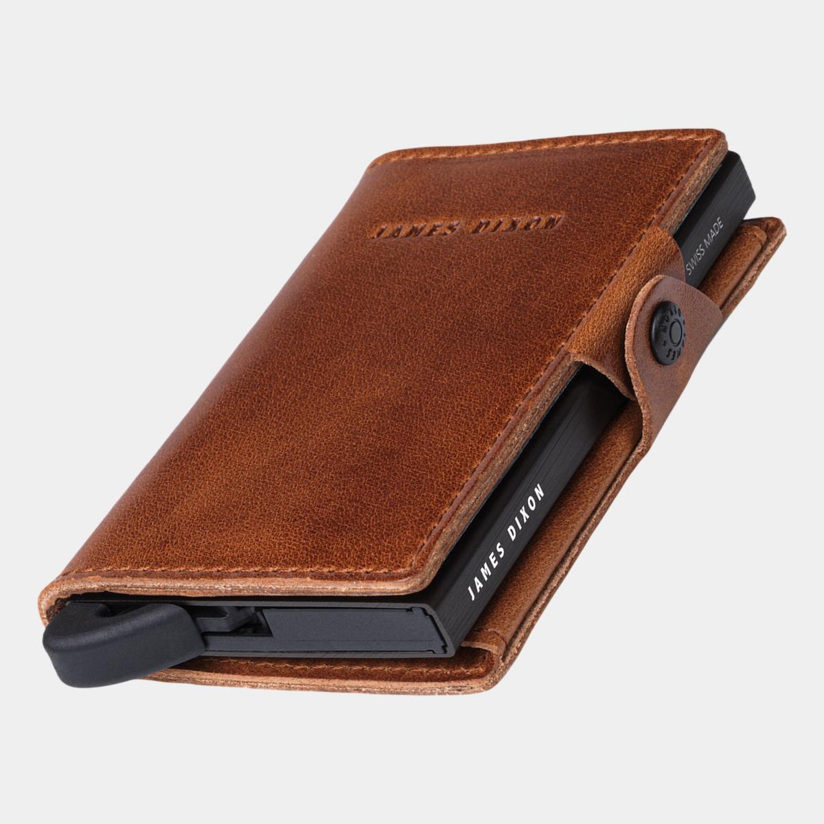 James Dixon Slim RFID Wallet, Brown, Classic, Coin Pocket, Snap