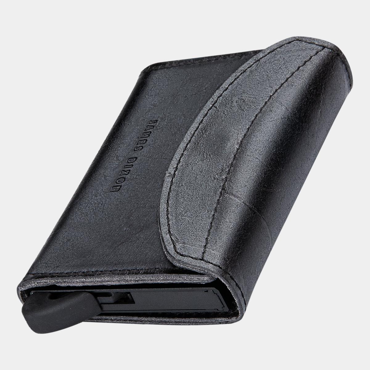James Dixon Slim RFID Wallet, Black, Raw, Coin Pocket, Flap