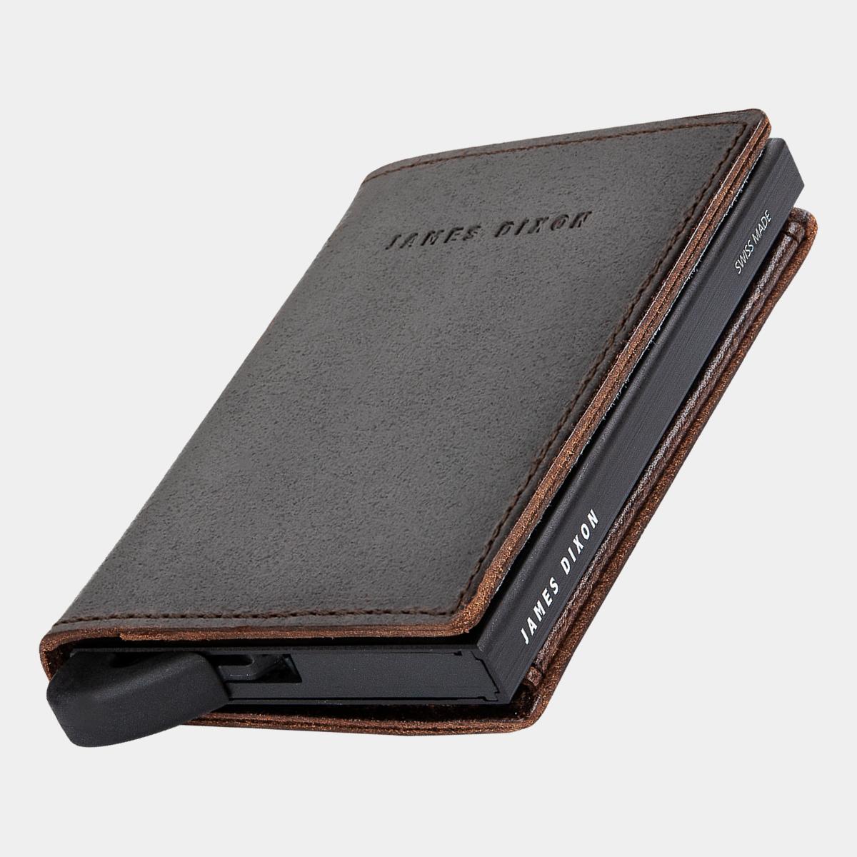 James Dixon Slim RFID Wallet, Dark Brown, Raw, Coin Pocket