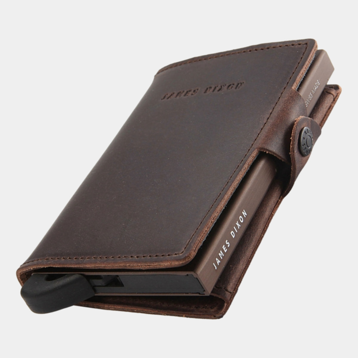 James Dixon Slim RFID Wallet, Dark Brown, Vintage, Coin Pocket, Snap