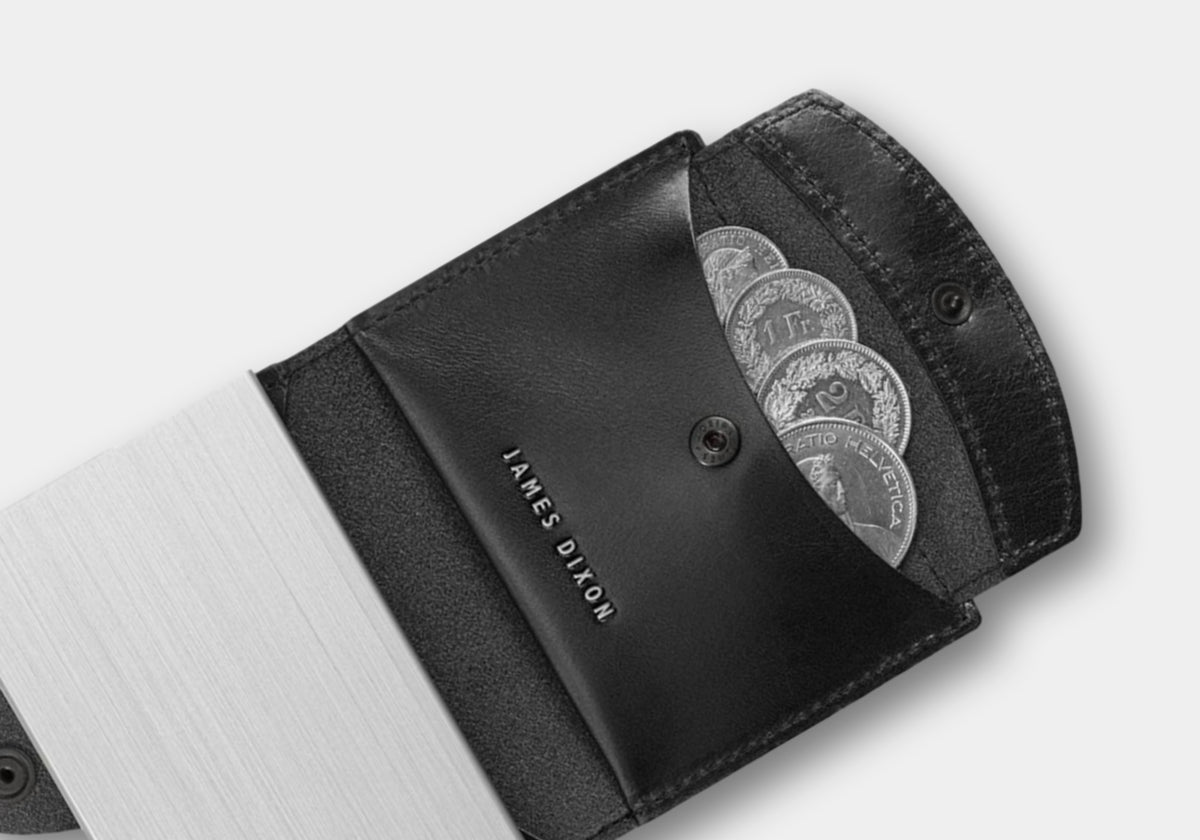 James Dixon Slim RFID Wallet, Black/Silver, Classic, Coin Pocket, Snap