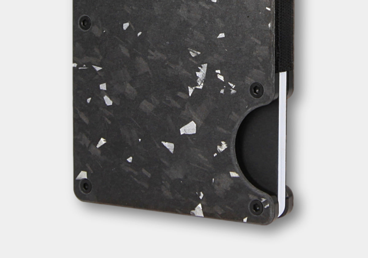 James Dixon Slim RFID Wallet, Black/Silver, Carbon, Cash Strap